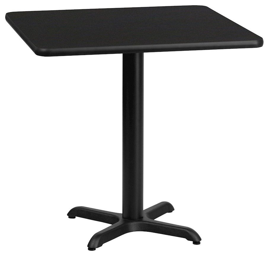 30" Square Black Laminate Table Top With Table Height Base, 30"W x 30"D ...