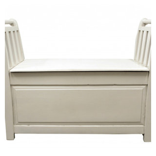 38" White Solid Wood Entryway Bench With Flip Top and High Sides ...