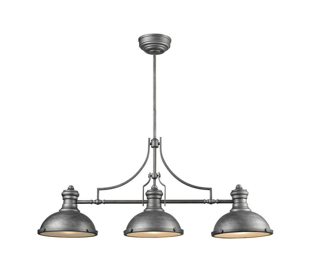 Chadwick 3 Light Island, Weathered Zinc With Frosted Glass Diffusers ...