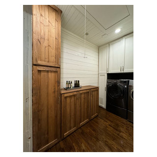 Rustic Laundry Room Storage Cabinets and Entry Door - Rustic - Laundry ...