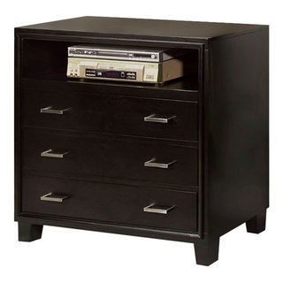 3 Drawer And 1 Open shelved Contemporary Media Chest, Espresso Brown ...