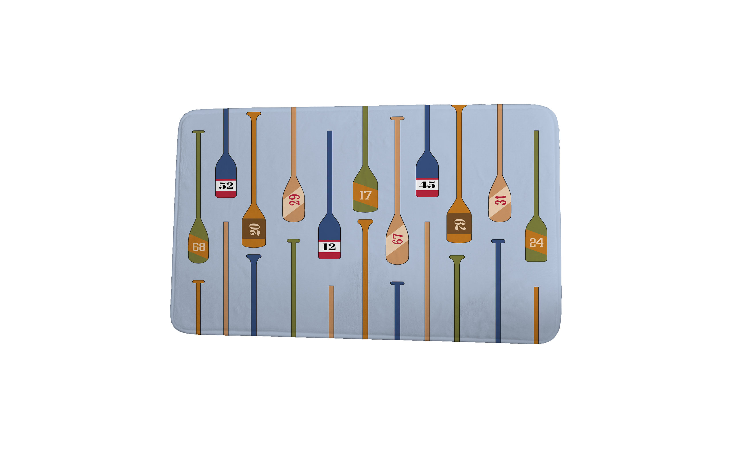 Nantucket Oar Numbers Geometric Print Bath Mat, 17"x24" - Beach Style ...