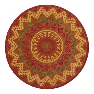 4??Round Orange Decorative Area Rug - Southwestern - Area Rugs - by Ami ...