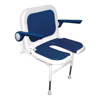 Deluxe Wide U-Shaped seat With Back and Arms, Blue - Shower Benches ...