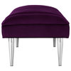 53" Purple And Silver Upholstered Velvet Bench - Midcentury ...