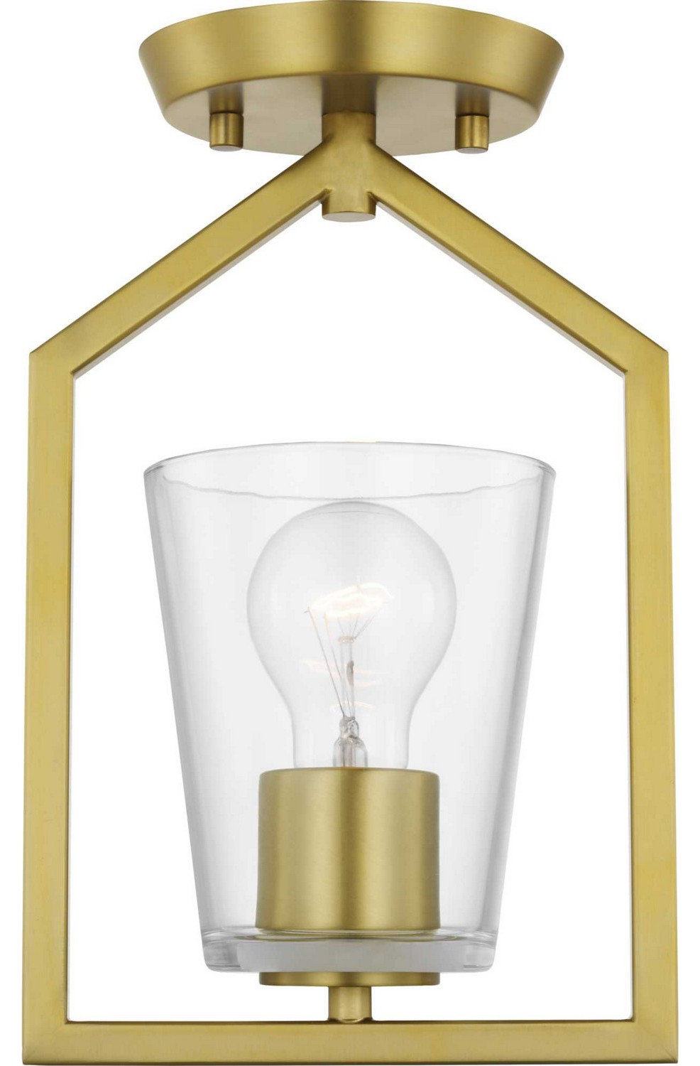 Vertex 1-Light Semi Flush Mount, Brushed Gold - Transitional - Flush ...