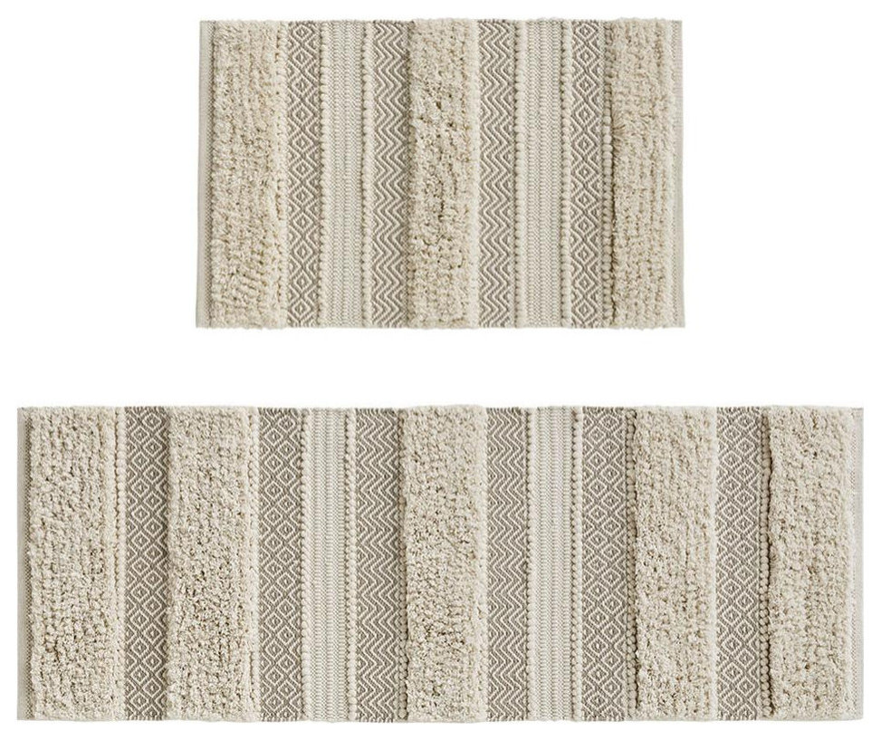 Woven Texture Stripe Bath Rug - Contemporary - Area Rugs - by Bison ...