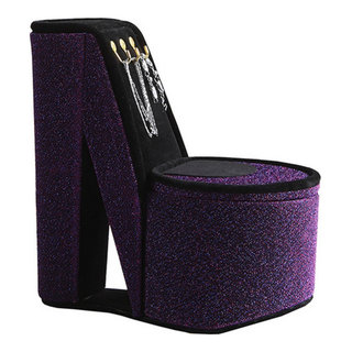 High Heel Shoe Jewelry Box with 3 Hooks and Storage, Purple - Eclectic ...