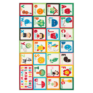 Alphabet Block Cartoons Area Rug, 6'7"x9' - Contemporary - Kids Rugs ...