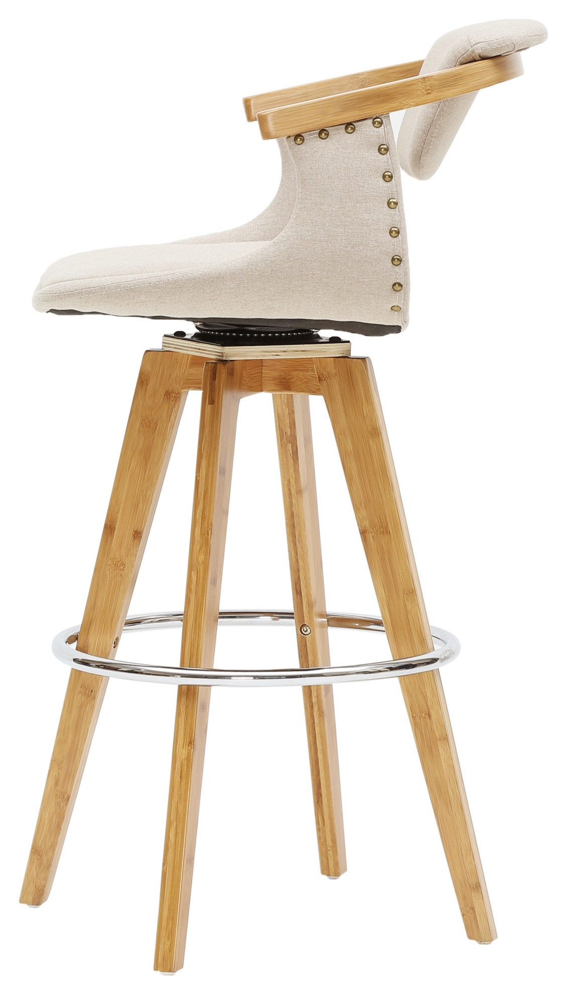 Darwin Fabric Bamboo Counter Stool - Stokes Linen/Natural - Midcentury ...