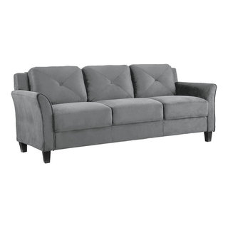 Traditional Sofa, Microfiber Upholstered Seat & Tufted Back Cushions ...