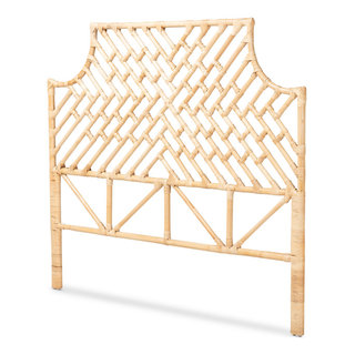 Jayliah Modern Bohemian Natural Brown Rattan Queen Size Standalone ...