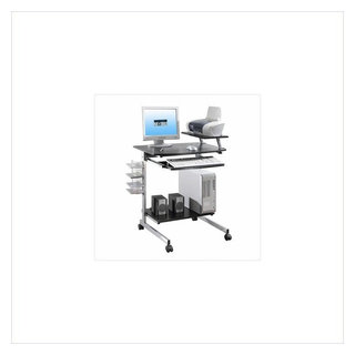 Techni Mobili Compact Computer Cart With Storage, Espresso ...