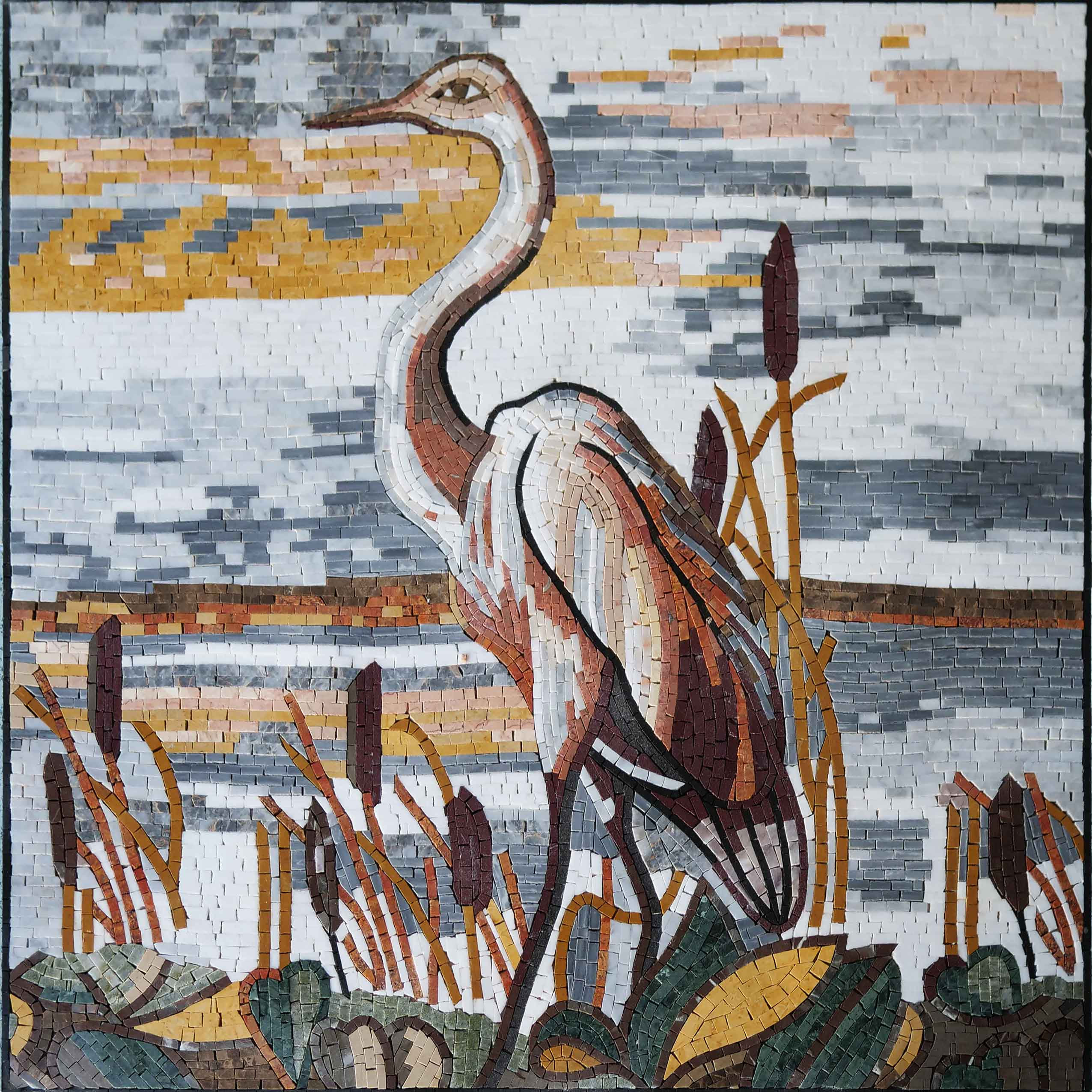 Beautiful Flamingo - Bird Mosaic, 72" x 72" - Tropical - Tile Murals ...