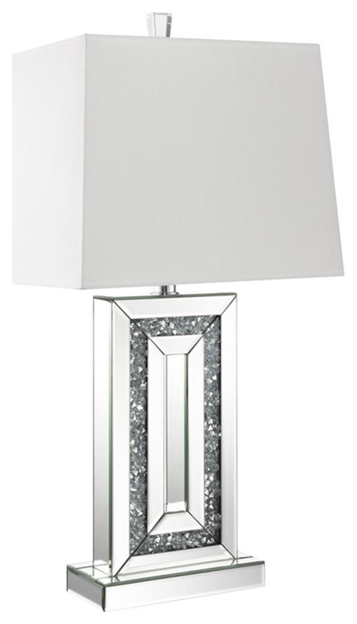 Coaster Contemporary Wood 1-Light Square Shade Table Lamp in Mirrored ...