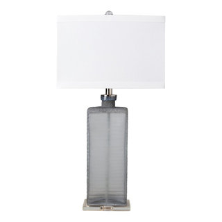 Omni Table Lamp by Surya, Base Wheel Carved/White Shade - Transitional ...