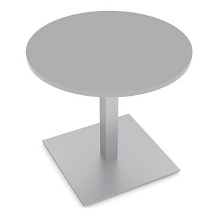 3 Person Round Conference Table Square Brushed Aluminum Base 34" Asian ...