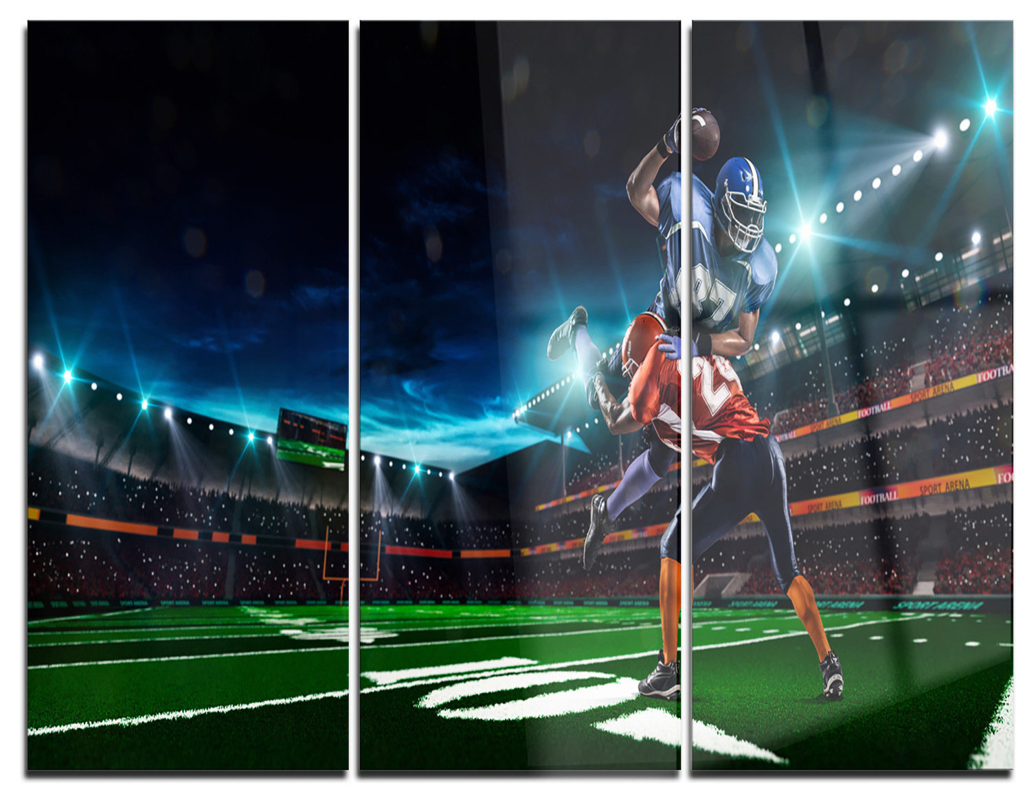 "American Football Player" Digital Metal Wall Art, 3 Panels, 36"x28 ...