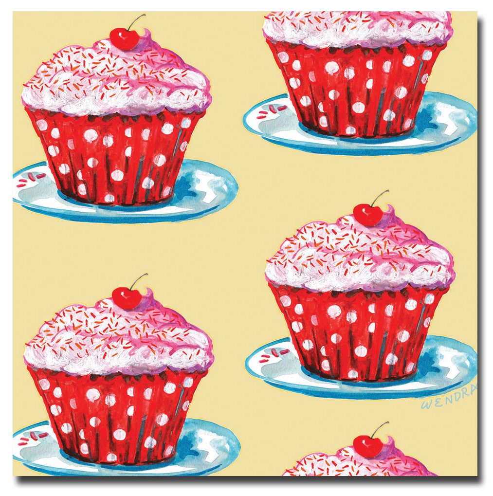 'Cherry Cupcakes' Canvas Art by Wendra, 14" x 14" - Traditional ...