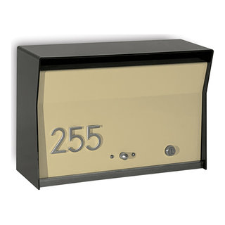 RetroBox Locking Modern Wall Mounted Mailbox, in Black and Gold ...