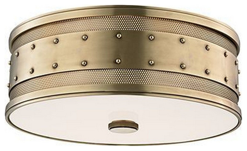 Three Light Flush Mount-Aged Brass Finish - Ceiling - Flush mount ...