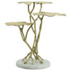 25" Modern Aluminum 3 Tier End Table, Marble Base, Leaf Design, Gold ...