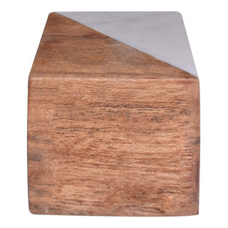 Marble/wood, 4" Square Orb, Brown/white - Contemporary - Decorative ...
