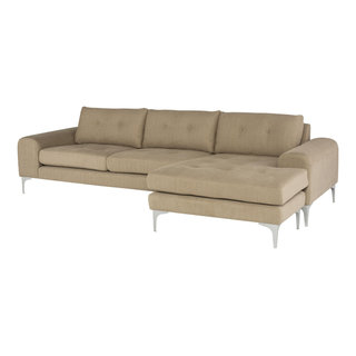 Colyn Burlap Fabric Sectional Sofa, HGSC670 - Midcentury - Sectional ...