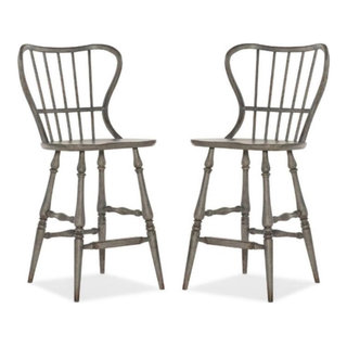 Home Square Dining Room Spindle Back Bar Stool in Speckled Gray - Set ...