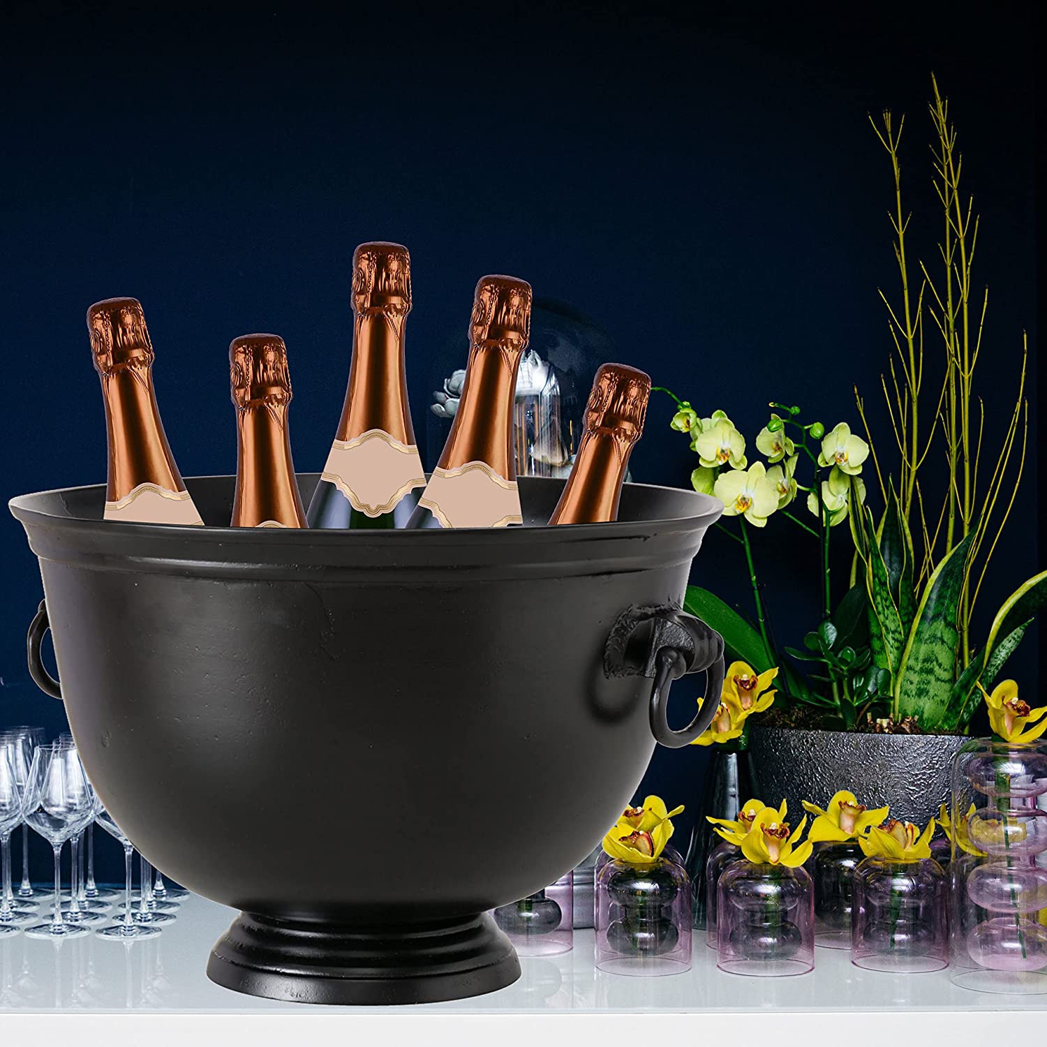Black Luxury Champagne Bucket, 19.75" - Contemporary - Ice Tools And ...