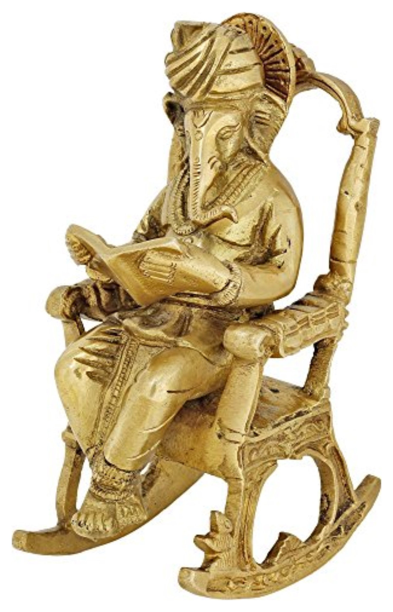 Hindu Art Ganesha God Seated On A Rocking Chair and Reading A Book 7 ...