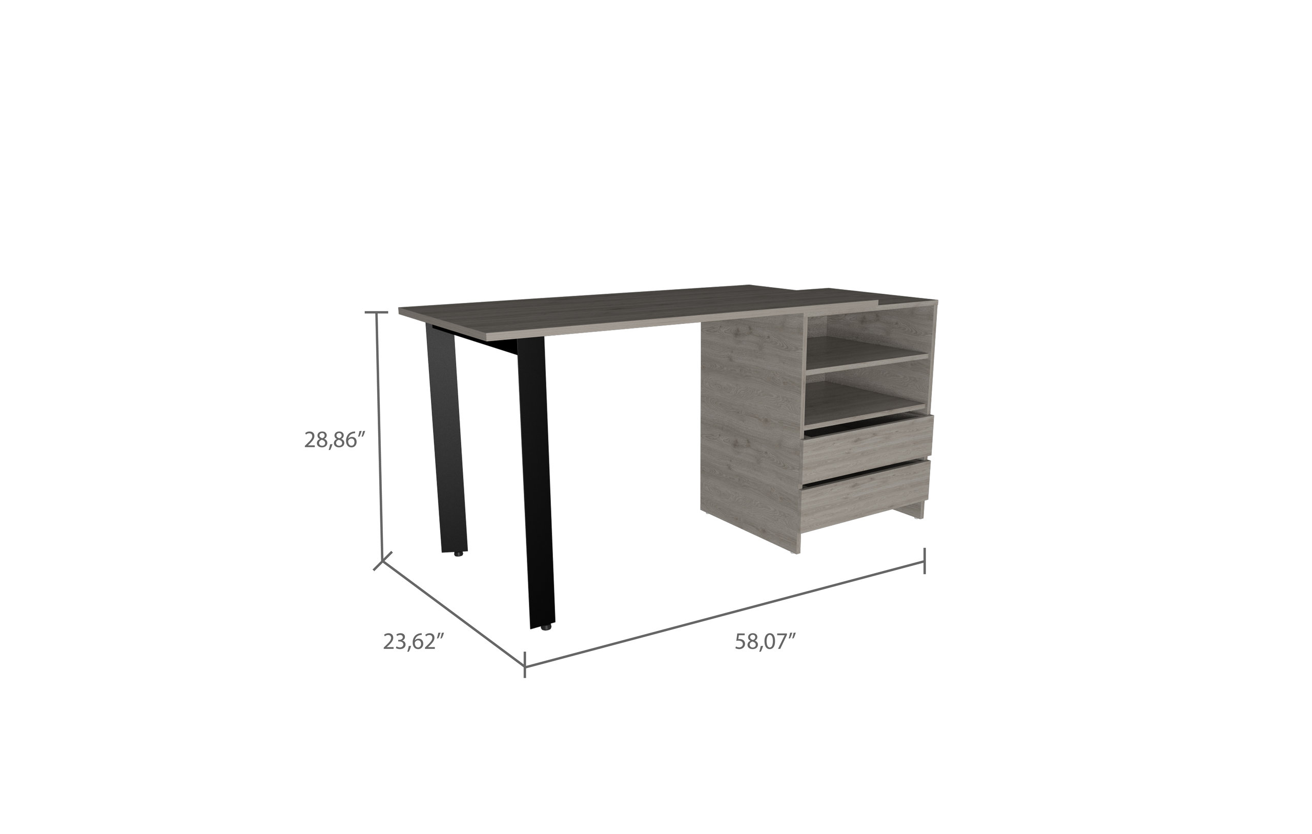 DEPOT E-SHOP Austral 120 Desk with Drawers, Light Gray - Transitional ...