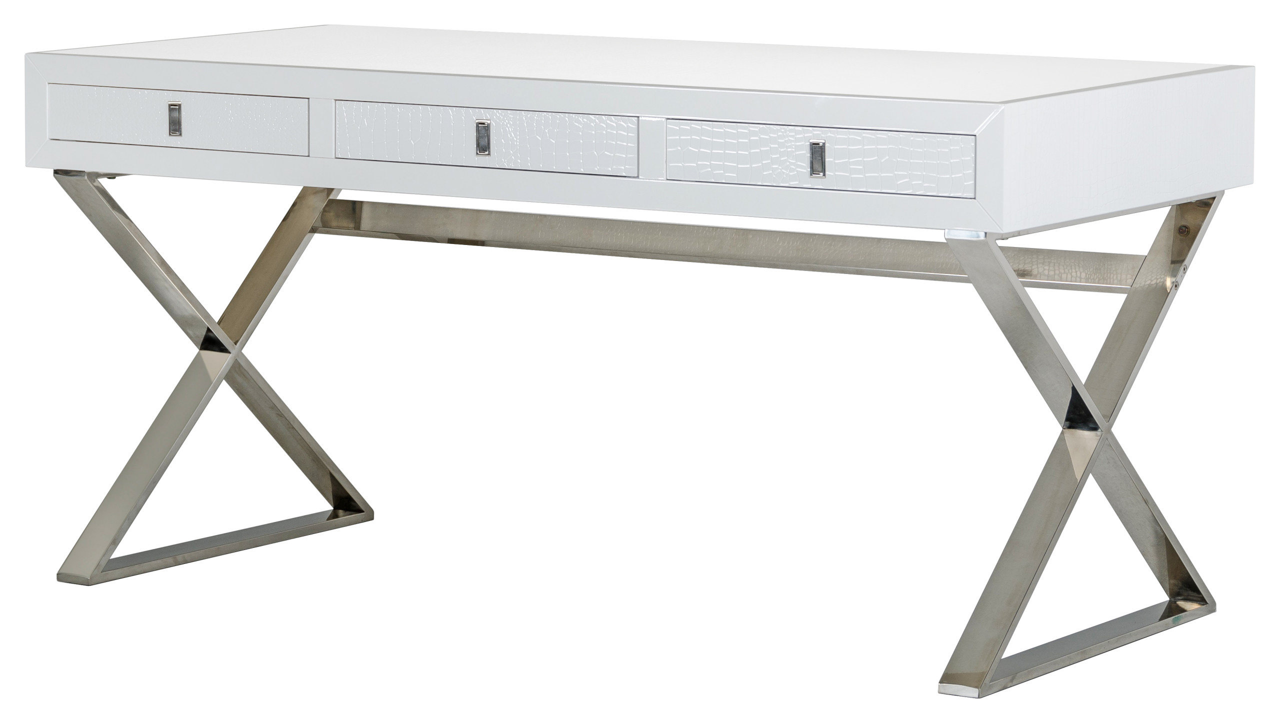 AandX Congress Transitional White Crocodile Office Desk - Contemporary ...