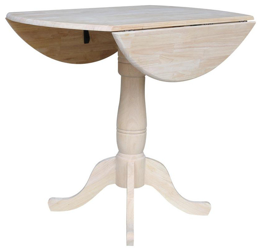 Round Dual Drop Leaf Pedestal Table - Traditional - Indoor Pub And ...