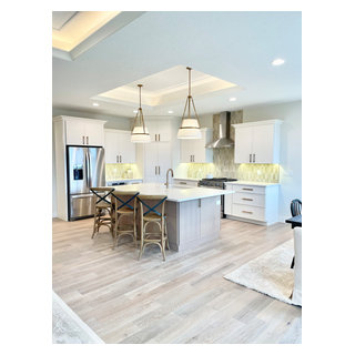 Ivory Painted and Rift Cut White Oak Open Concept Kitchen ...