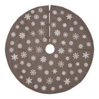 Snowflake Burlap Grey Tree Skirt 48", 48x48 - Christmas Tree Skirts ...