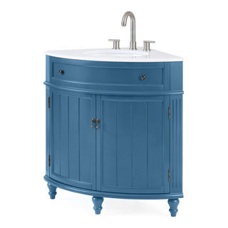 24 Inch Triadsville Grey Corner Design Bathroom Vanity With Quartz Top ...