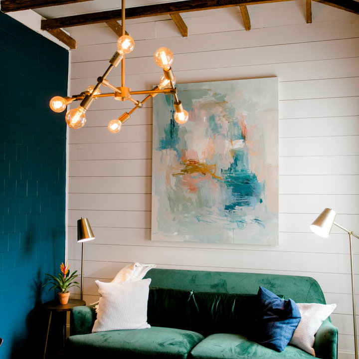 75 Mid-Century Modern Wall Paneling Living Room Ideas You'll Love ...