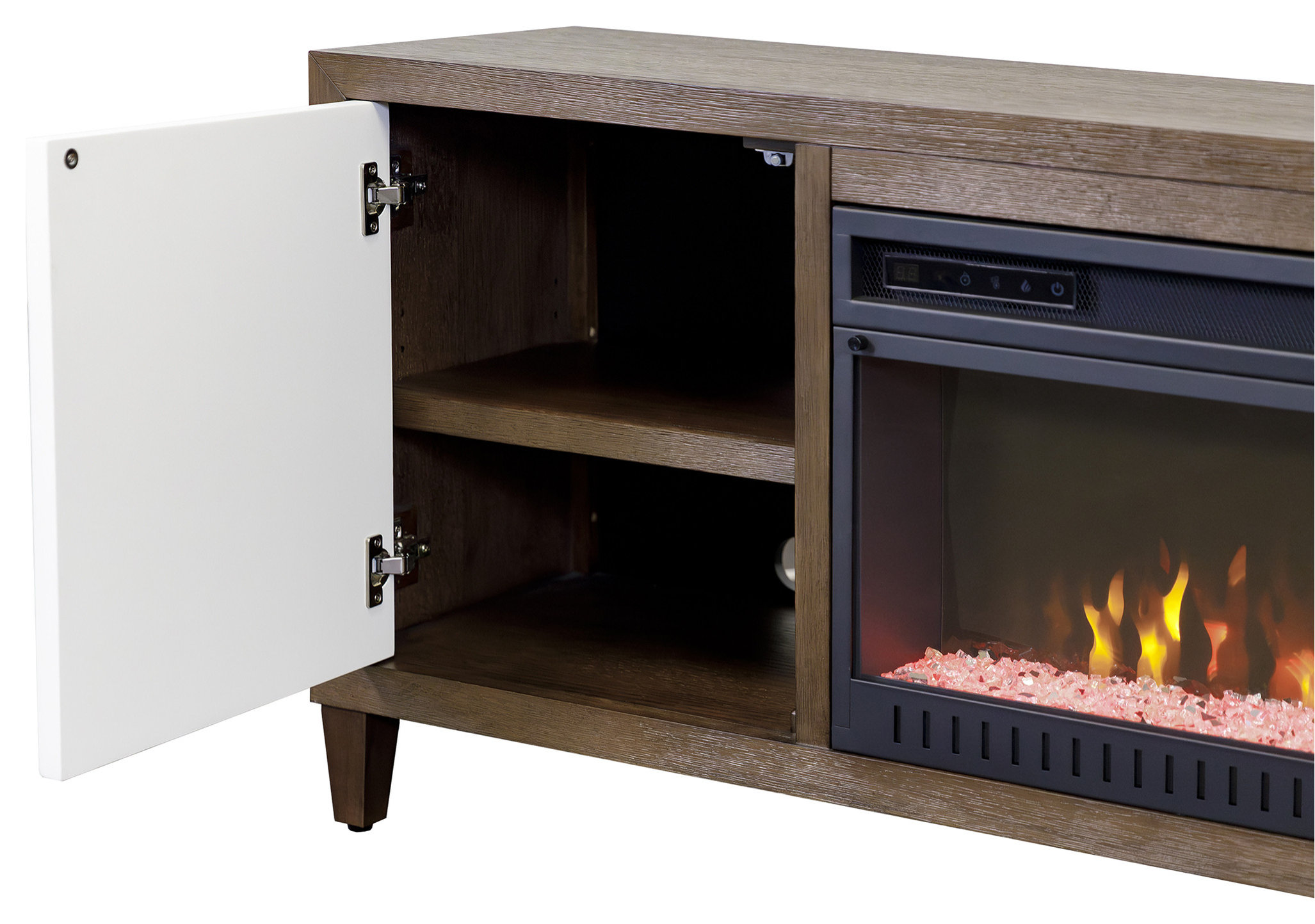 Modern Wood 81" Fireplace Console With doors Entertainment, Brown ...