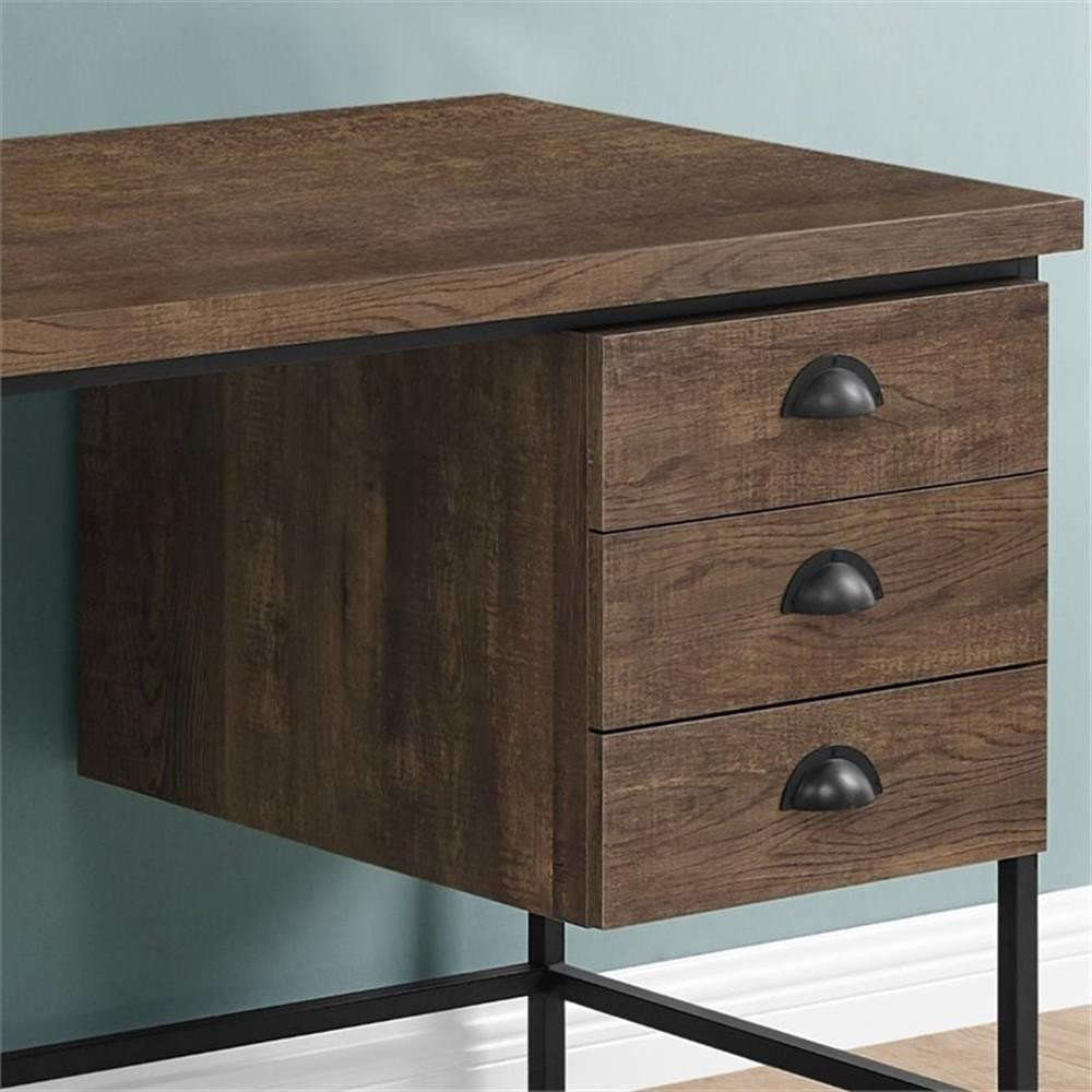 Computer Desk Home Office Laptop Storage Drawers 55"L Work Metal Brown ...