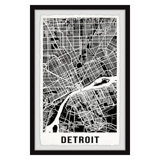 "Detroit Street Map" Framed Painting Print, 16x24 - Contemporary ...