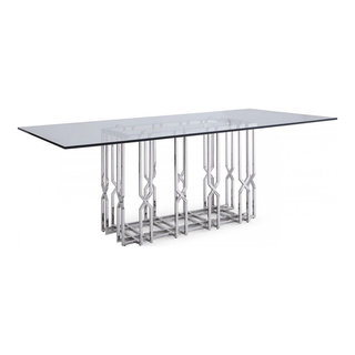 Gatsby Rectangular Dining Table, Long 87" Glass Top Dining Table Glam Luxe Steel - Contemporary ...