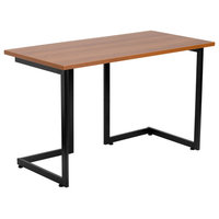 Cherry Computer Desk with Black Metal Frame - Industrial - Desks And ...