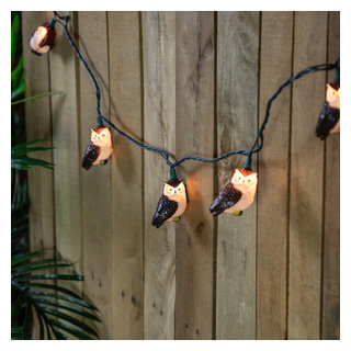 10-Count Brown and Whte Owl Patio Light Set 5.75ft Green Wire - Modern ...