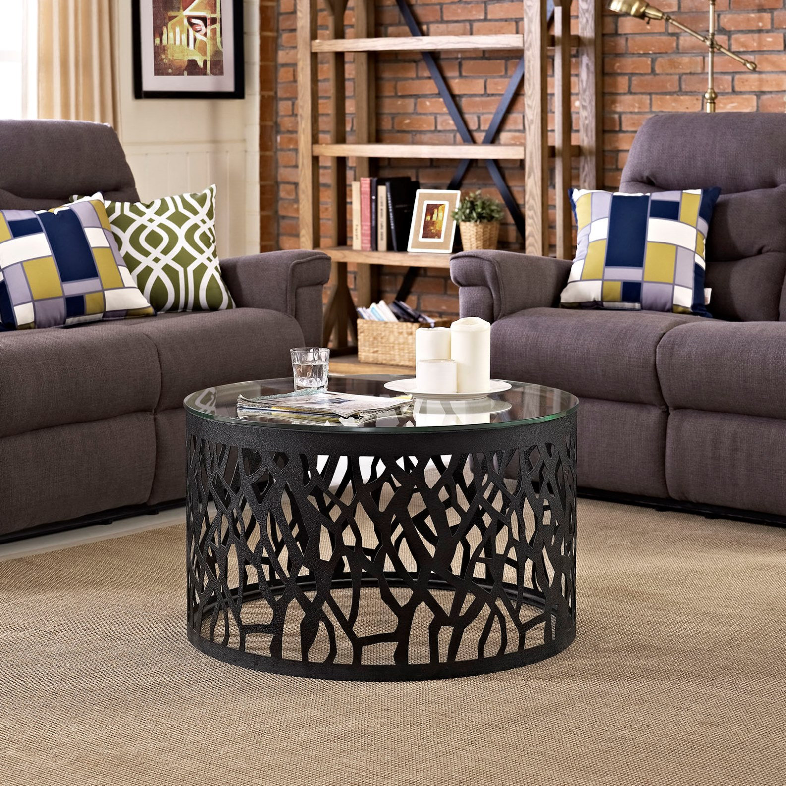 Modern Contemporary Urban Design Living Glass Top Side Table, Black ...