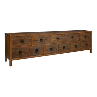 Hewitt 114" Wide Oak Drawer Bank, Natural - Transitional - Console ...