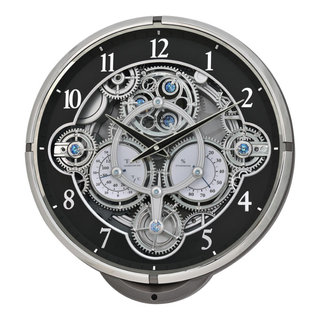 Chronograph Black & Silver Magic Motion Wall Clock by Rhythm Clocks ...