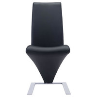 HomeRoots Set of 2 Shazam Modern Black Faux Leather Dining Chairs ...