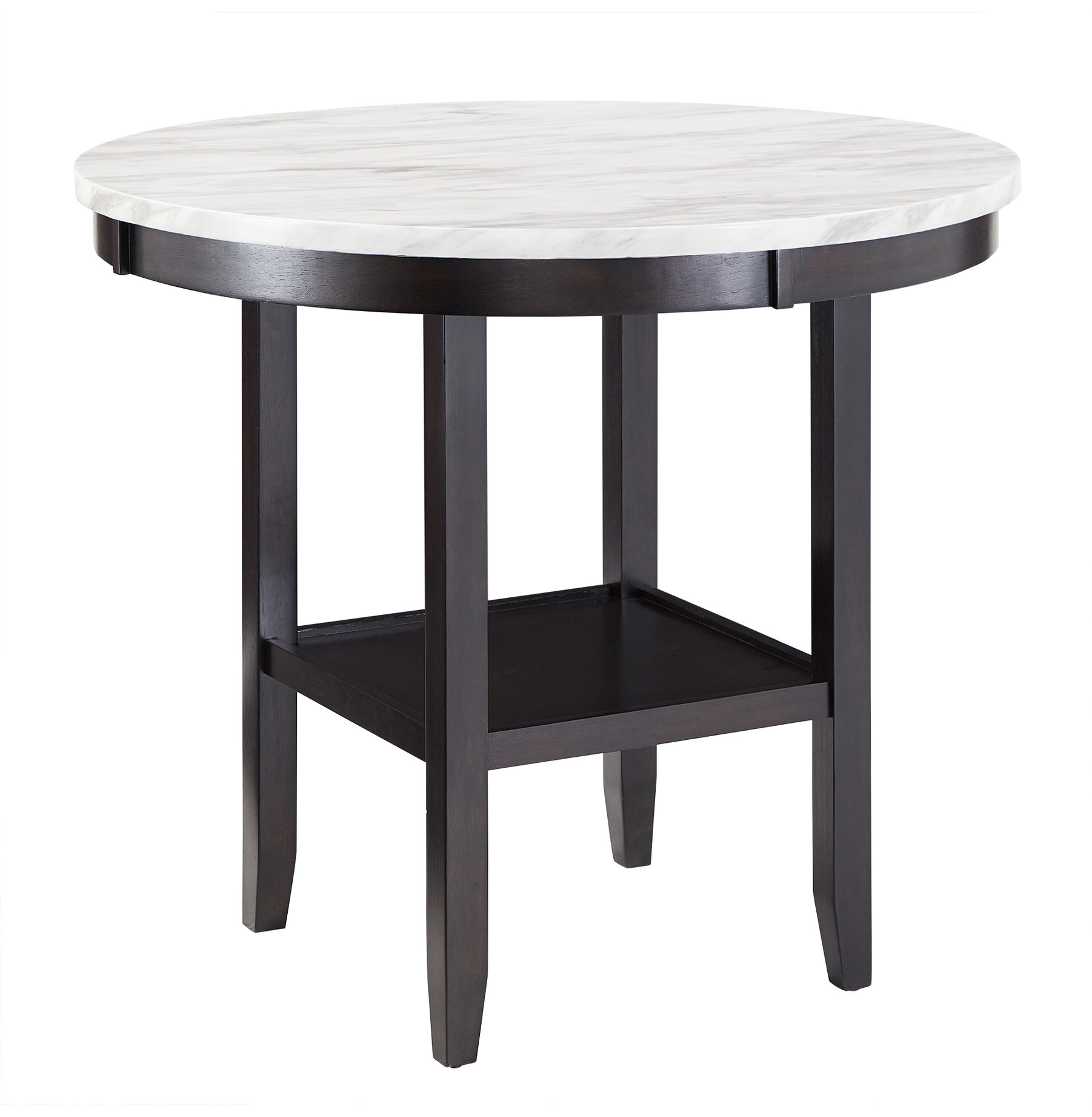 Balmforth White Faux Marble Round Table - 42" Counter Height Table ...