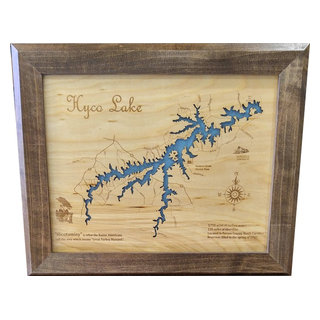 Hyco Lake, North Carolina-Wood Lake Map, Small - Contemporary - Wall ...